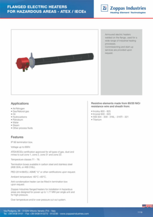 Data sheet Flanged heaters for hazardous areas Atex IECEx - Zoppas ...