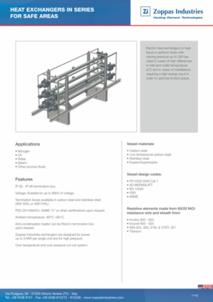 Data sheet Heat exchangers in series for safe areas - Zoppas Industries ...