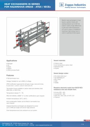 Data sheet Heat exchangers in series for hazardous areas Atex IECEx ...